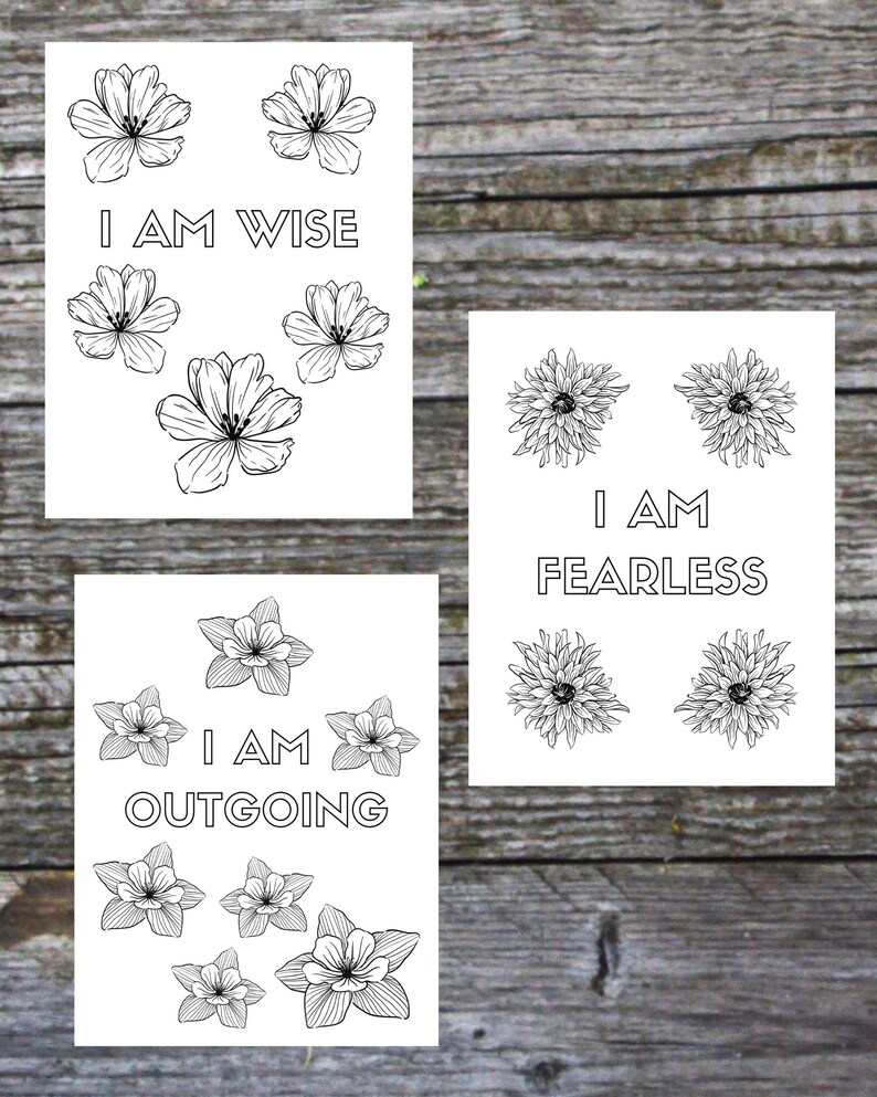 Encouraging Flower Coloring Pages 10 Printable Colouring | Etsy