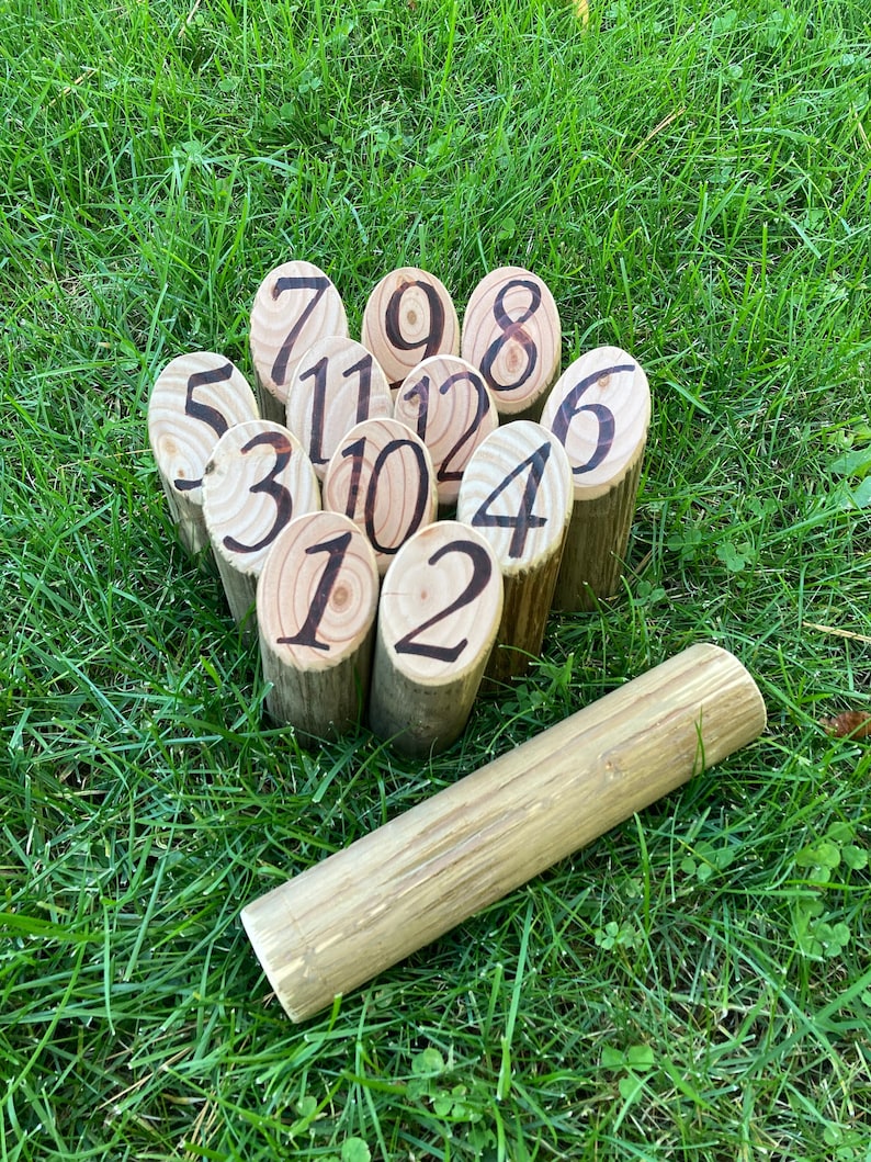 Scatter Game Set Rustic Pine Pins/baton Scandinavian Outdoor Throwing ...