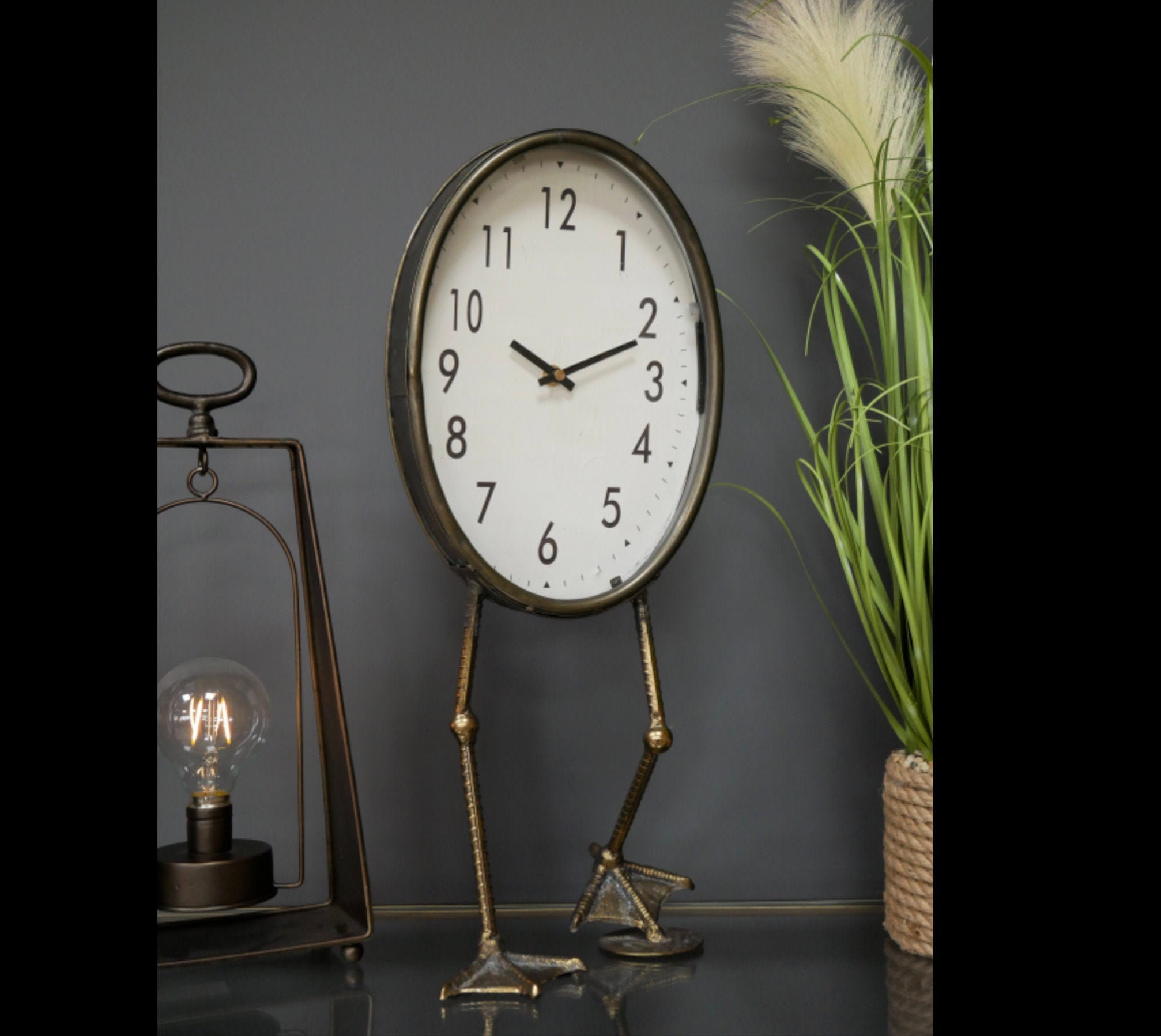 Vintage Table Clock Industrial Metal Bird Feet Desk Decor | Etsy