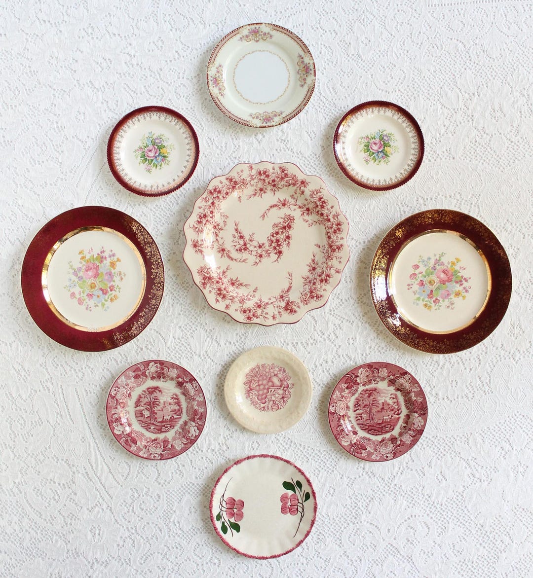 Mismatched Vintage Plates, Vintage Plate Gallery Wall Collection, China ...