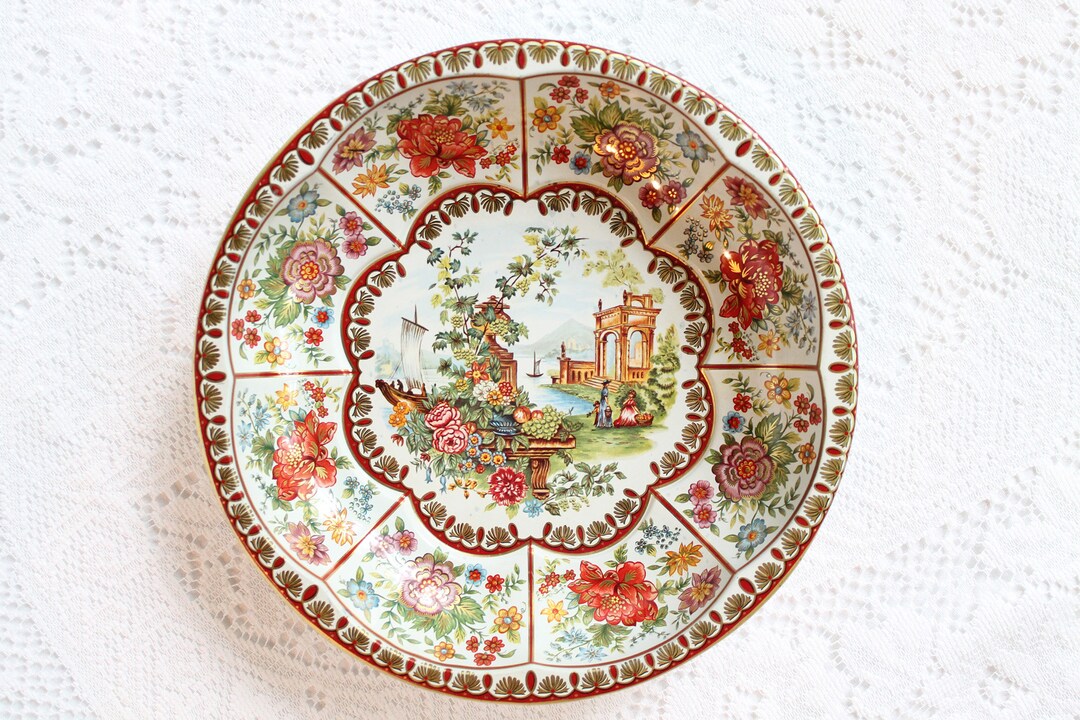 Vintage English Daher Floral Tray, Round Tin Floral Tray, Daher ...
