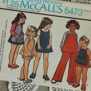Vintage Mccall's Girls Jumper & Apron Dress Pattern / Girls Top, Blouse ...