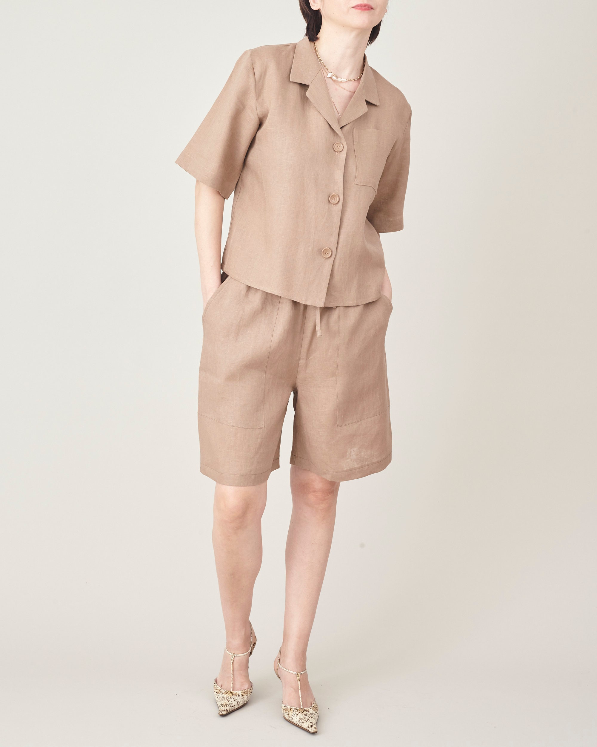 Linen Matching Set Women, Linen Blouse and Shorts Set, Handmade Linen ...