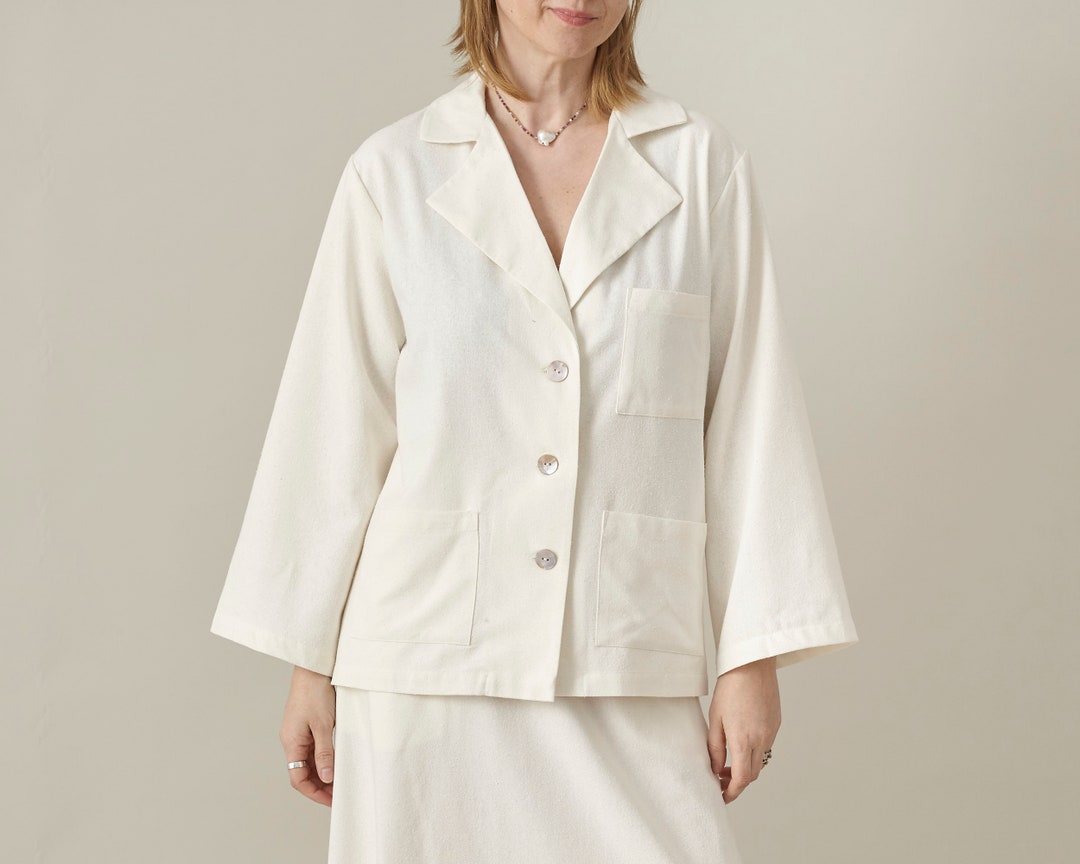 Camicetta stile pigiama in 100% seta fatta a mano per donna, top a ...