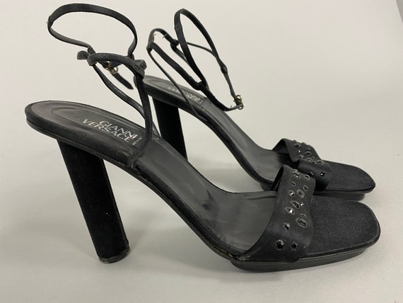 Vintage Gianni Versace Black Heeled Sandals Women 40IT, US10 Vintage Gianni Versace Black Heeled Sandals Women 40IT, US10