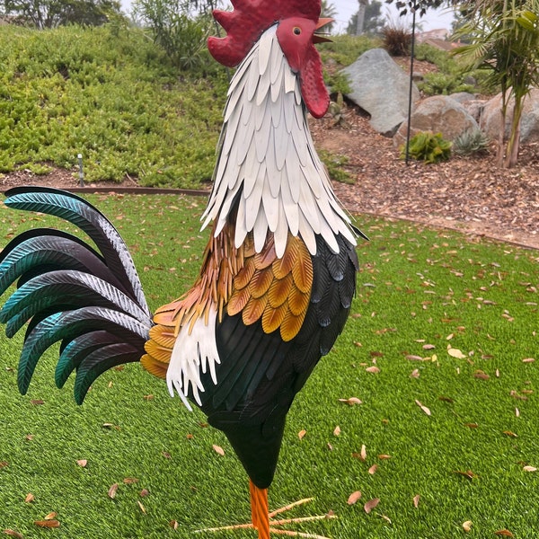 Large Metal Rooster - Etsy