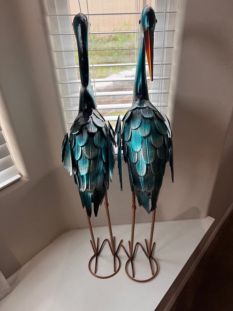 Blue Metal Heron Birds ( Pair) Free Shipping - Etsy