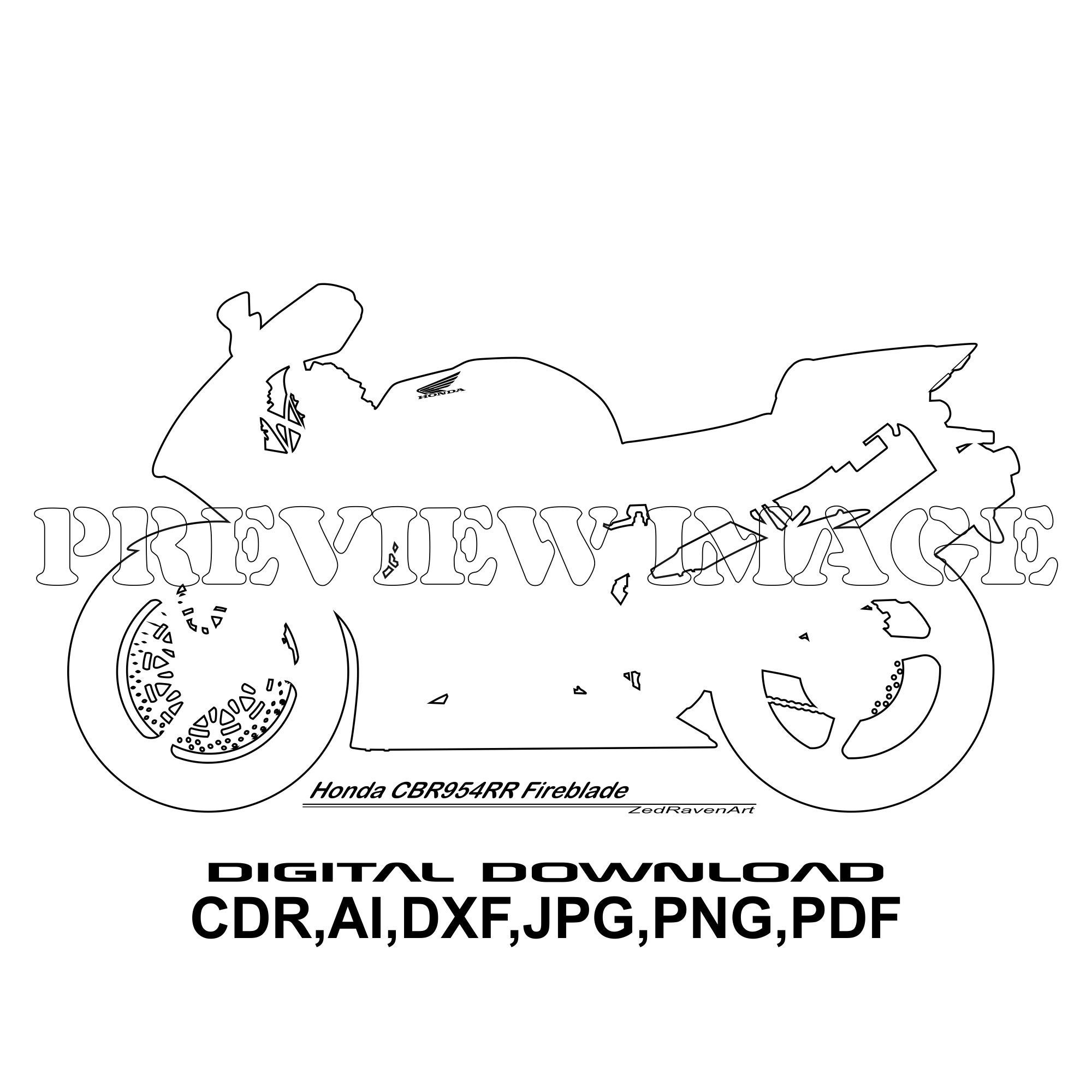 Honda CBR954RR Fireblade - Motorcycle Motorbike Vector Graphic Digital ...