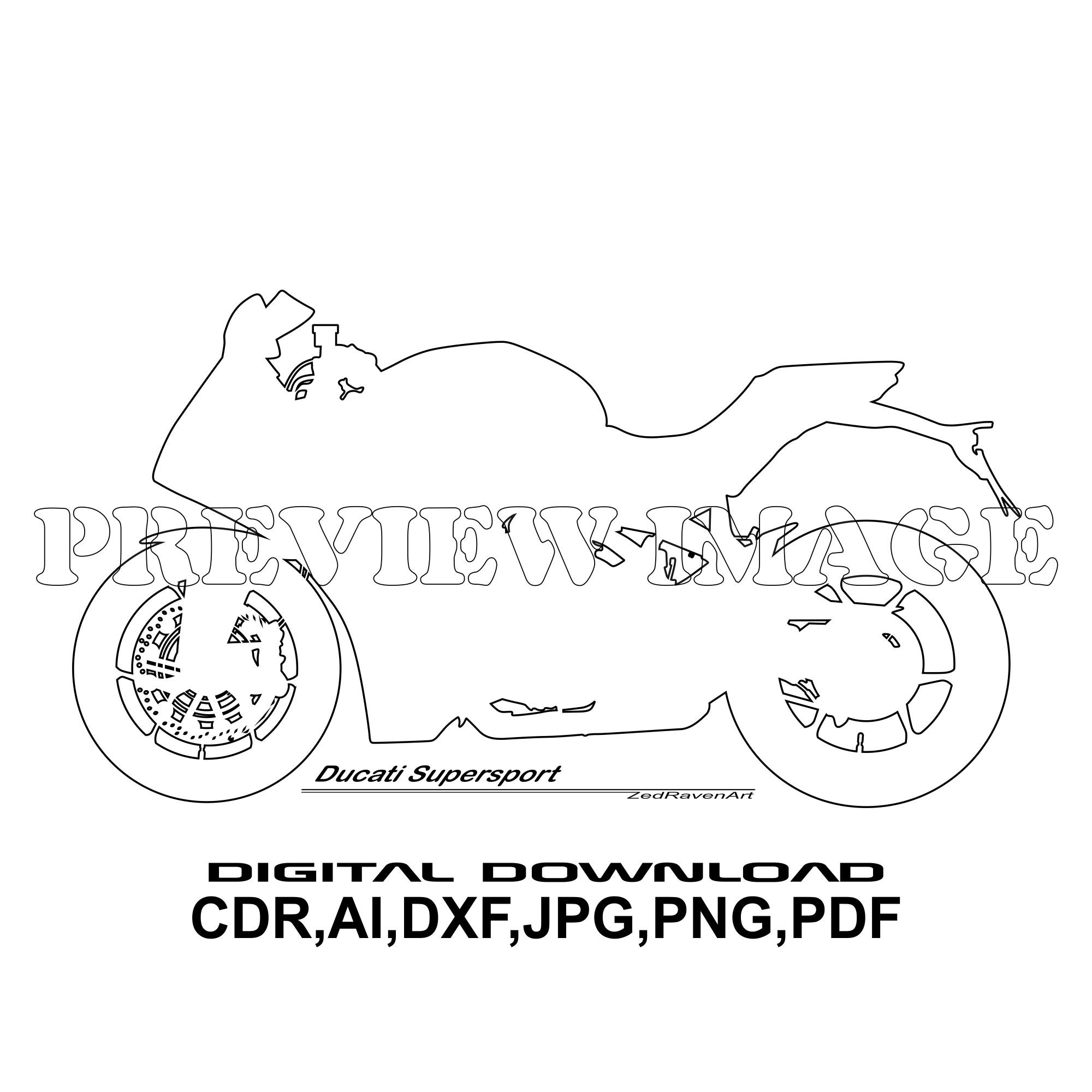 Ducati Supersport - Motorcycle Motorbike Vector Graphic Digital Artwork ...