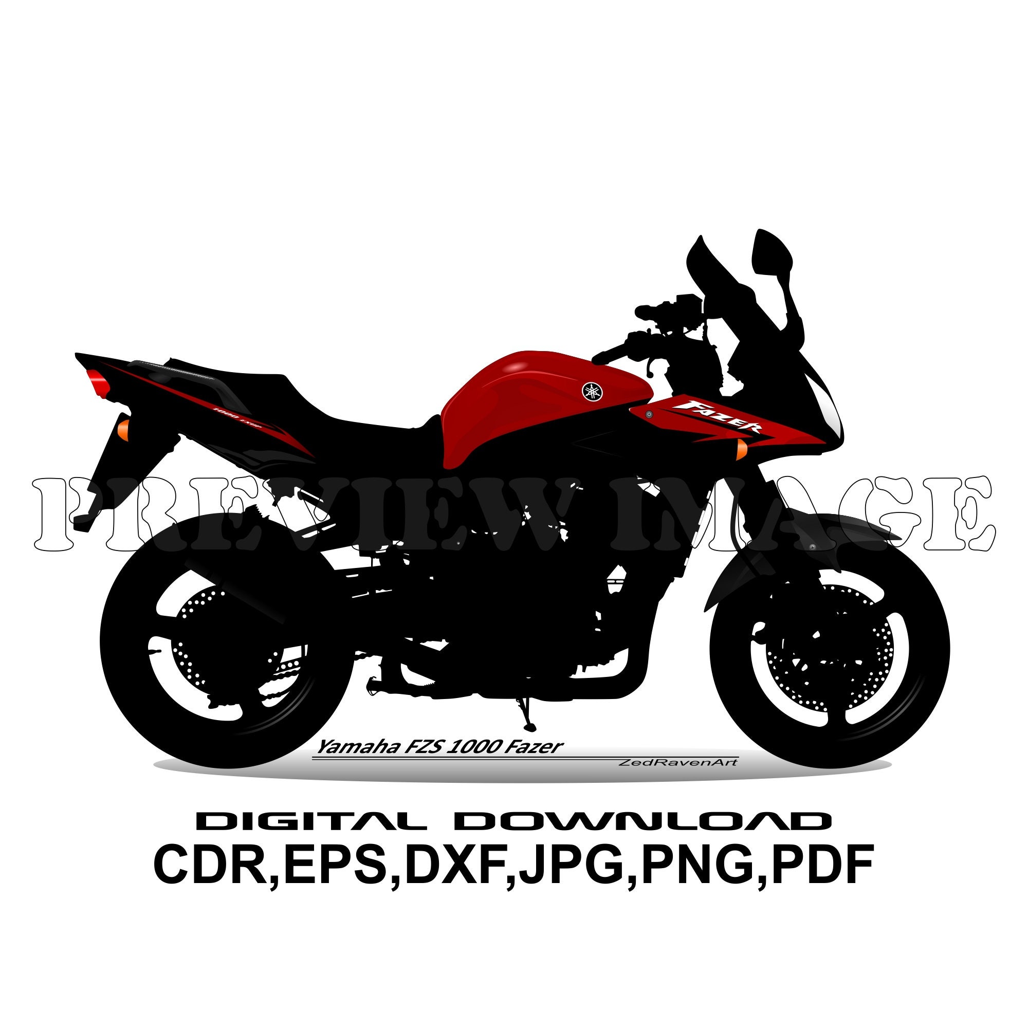 Yamaha FZS 1000 Fazer - Motorcycle Motorbike Vector Graphic Digital ...