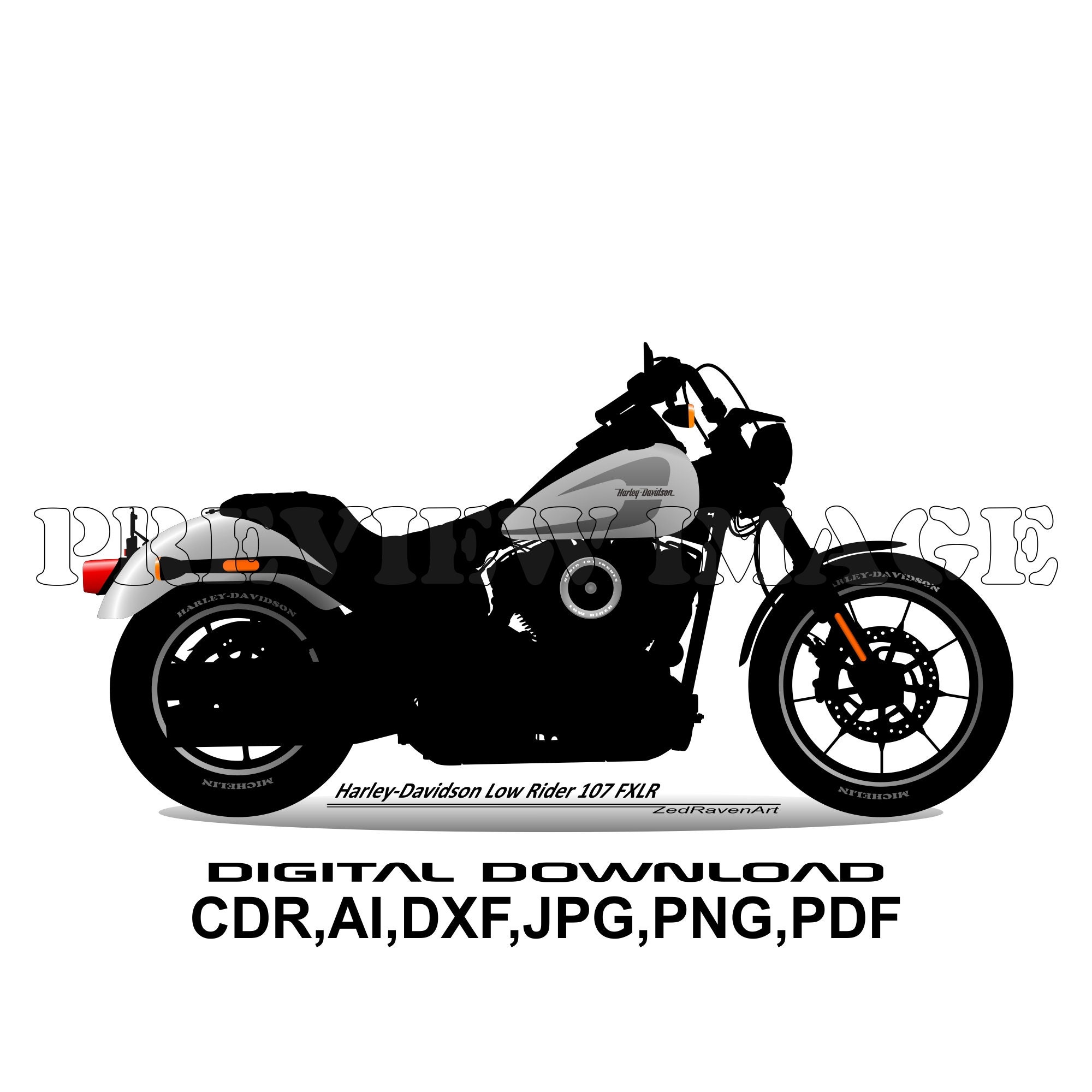 Harley-davidson Low Rider 107 FXLR - Motorcycle Motorbike Vector ...