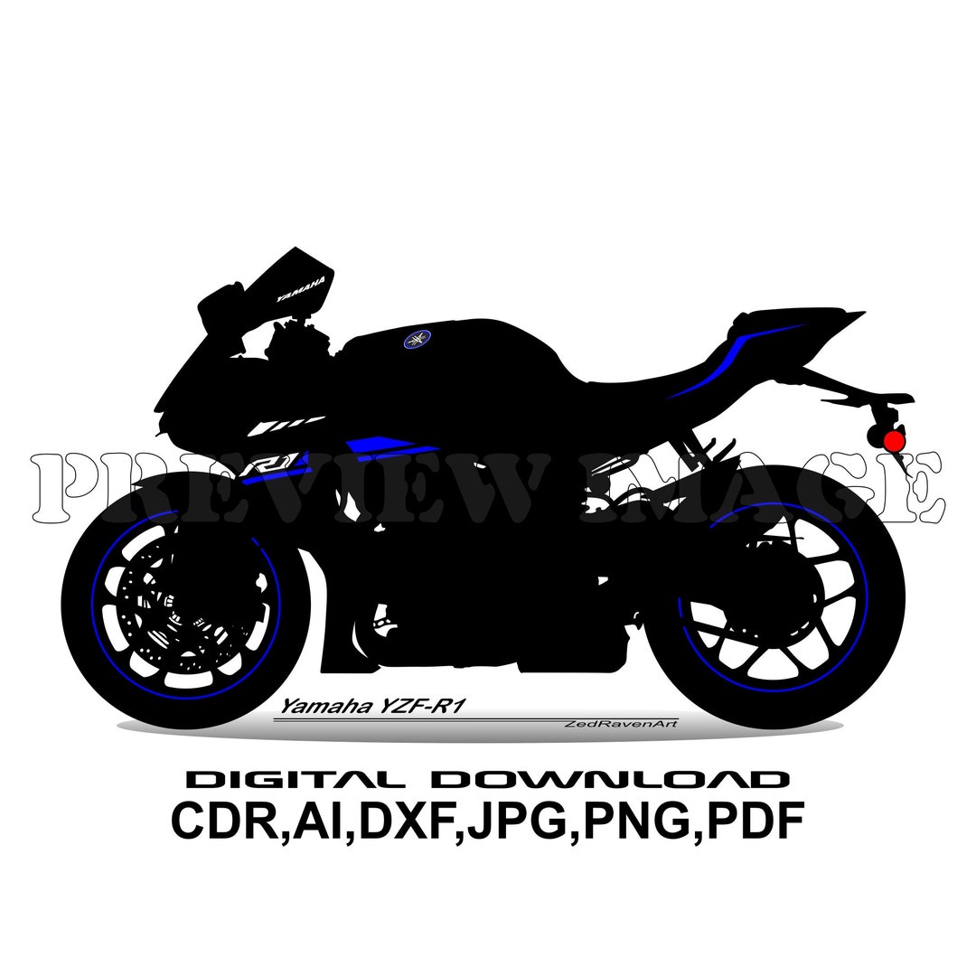 Yamaha YZF R1 - Motorcycle Motorbike Vector Graphic Digital Artwork ...