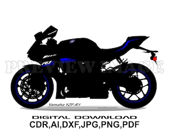 Yamaha YZF R6 Motorcycle Motorbike Vector Graphic Digital | Etsy