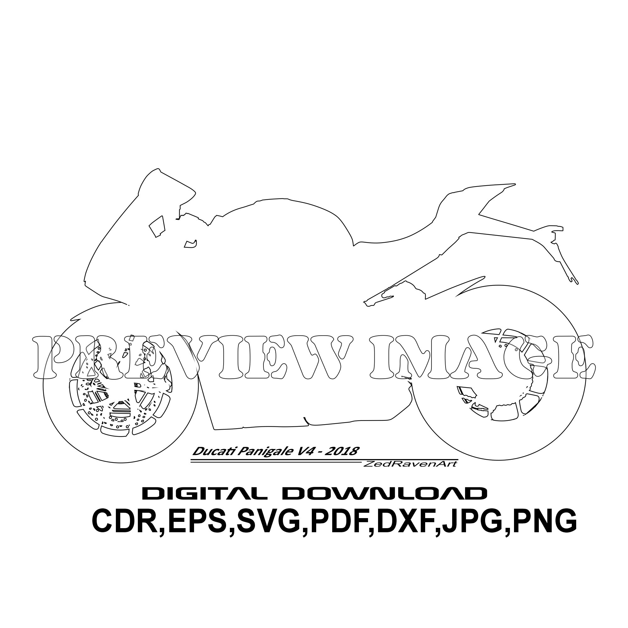 Ducati Panigale V4 2018 Motorcycle Motorbike Vector Graphic Digital ...