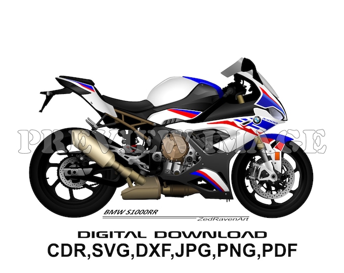 BMW S1000RR Motorcycle Motorbike Vector Graphic Digital | Etsy