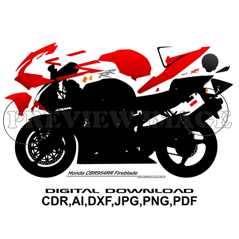 Honda CBR954RR Fireblade - Motorcycle Motorbike Vector Graphic Digital ...