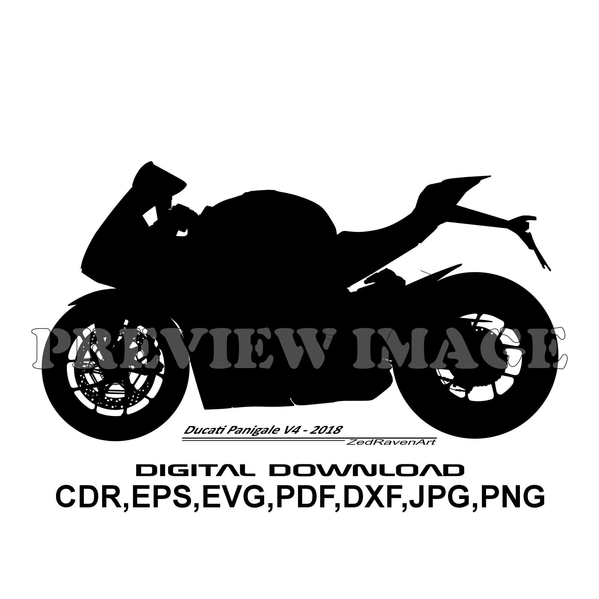 Ducati Panigale V4 2018 Motorcycle Motorbike Vector Graphic Digital ...
