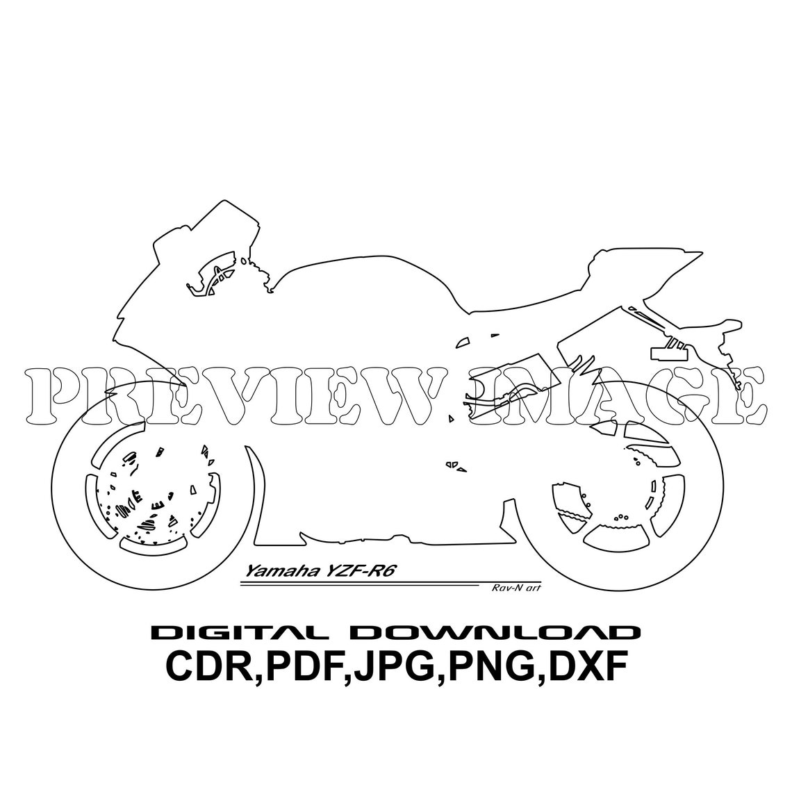 Yamaha YZF R6 - Motorcycle Motorbike Vector Graphic Digital Artwork ...