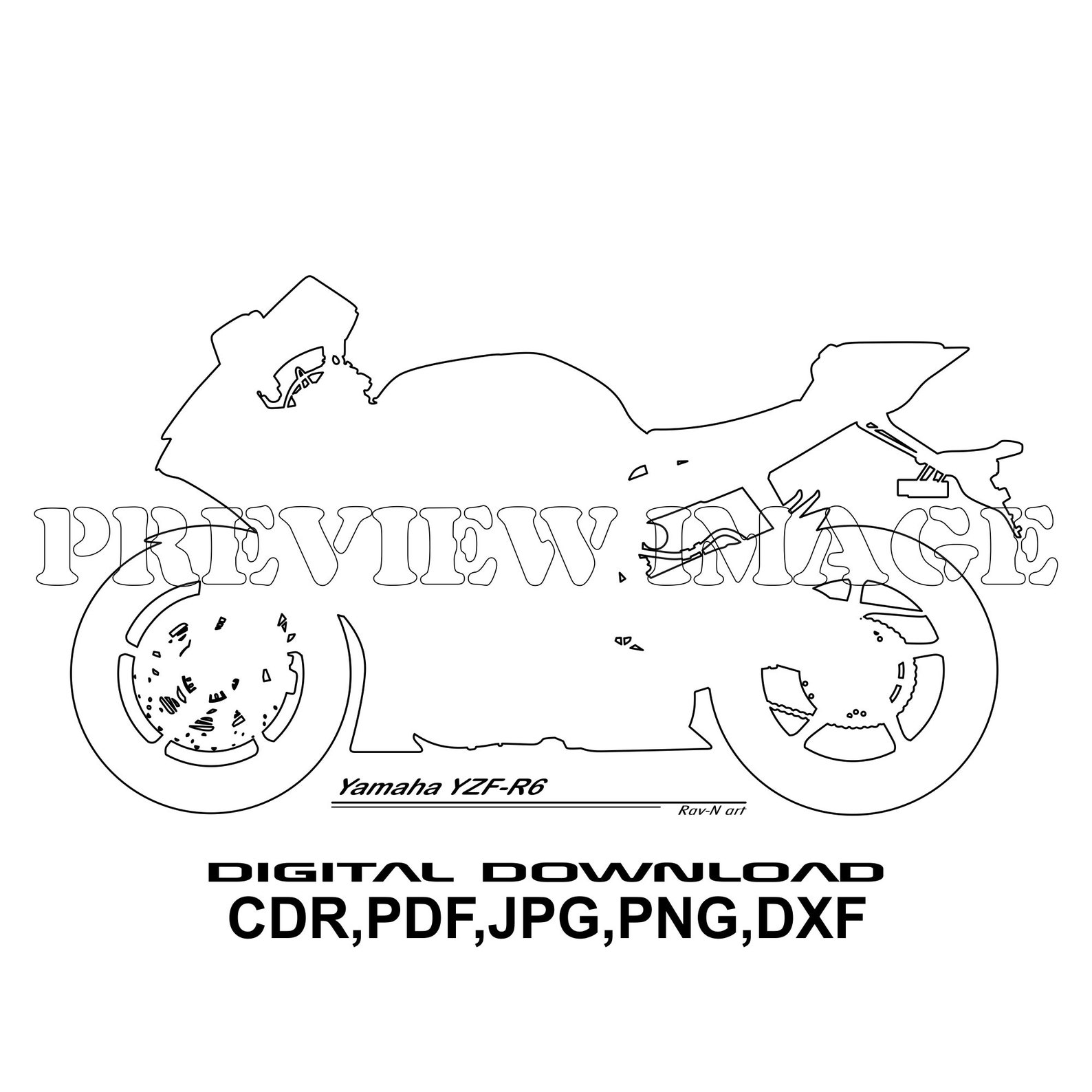Yamaha YZF R6 - Motorcycle Motorbike Vector Graphic Digital Artwork ...