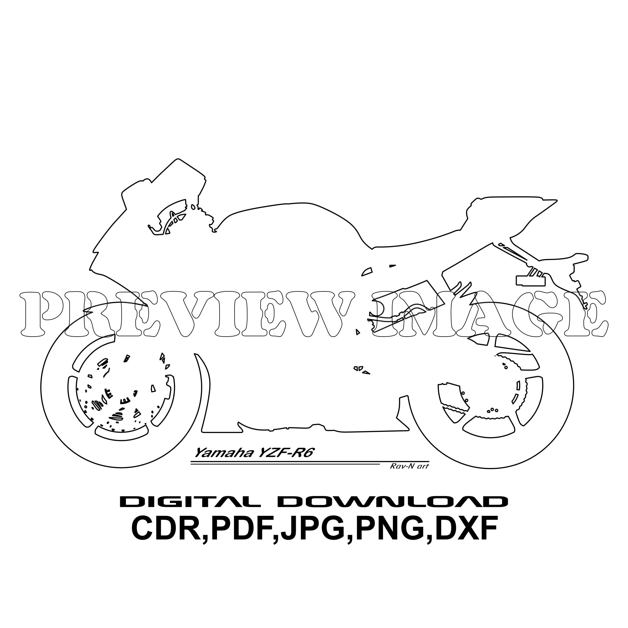 Yamaha YZF R6 - Motorcycle Motorbike Vector Graphic Digital Artwork ...