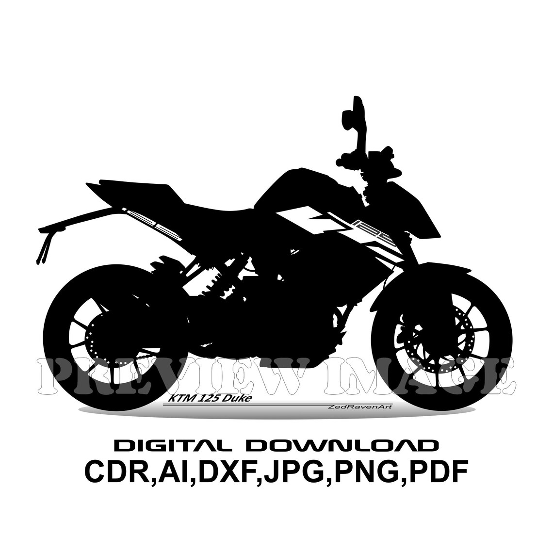 KTM 125 Duke Motorcycle Motorbike Vector Graphic Digital | Etsy