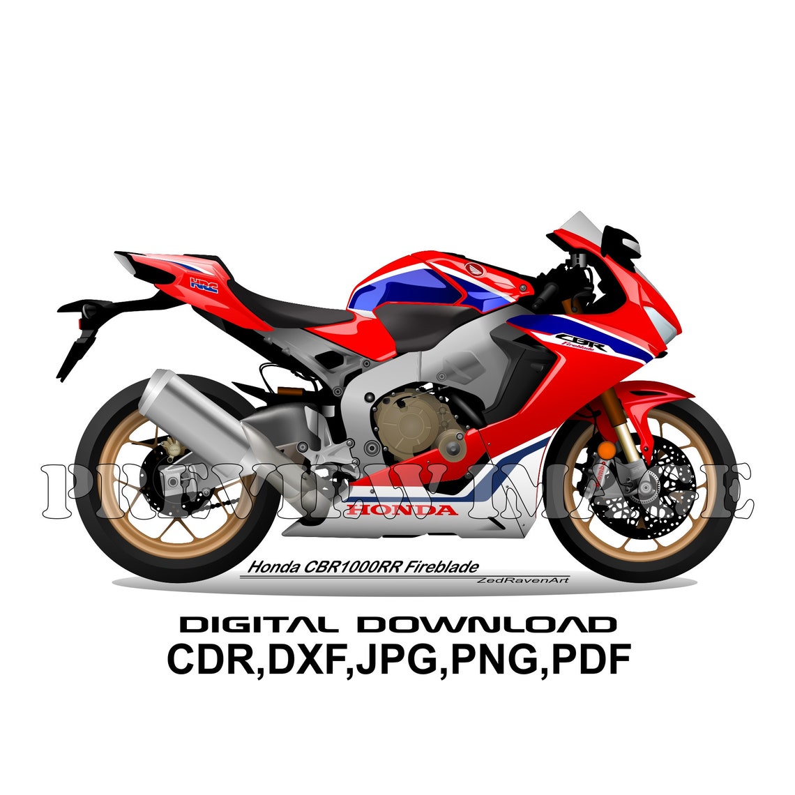 Honda CBR1000RR - Motorcycle Motorbike Vector Graphic Digital Artwork ...