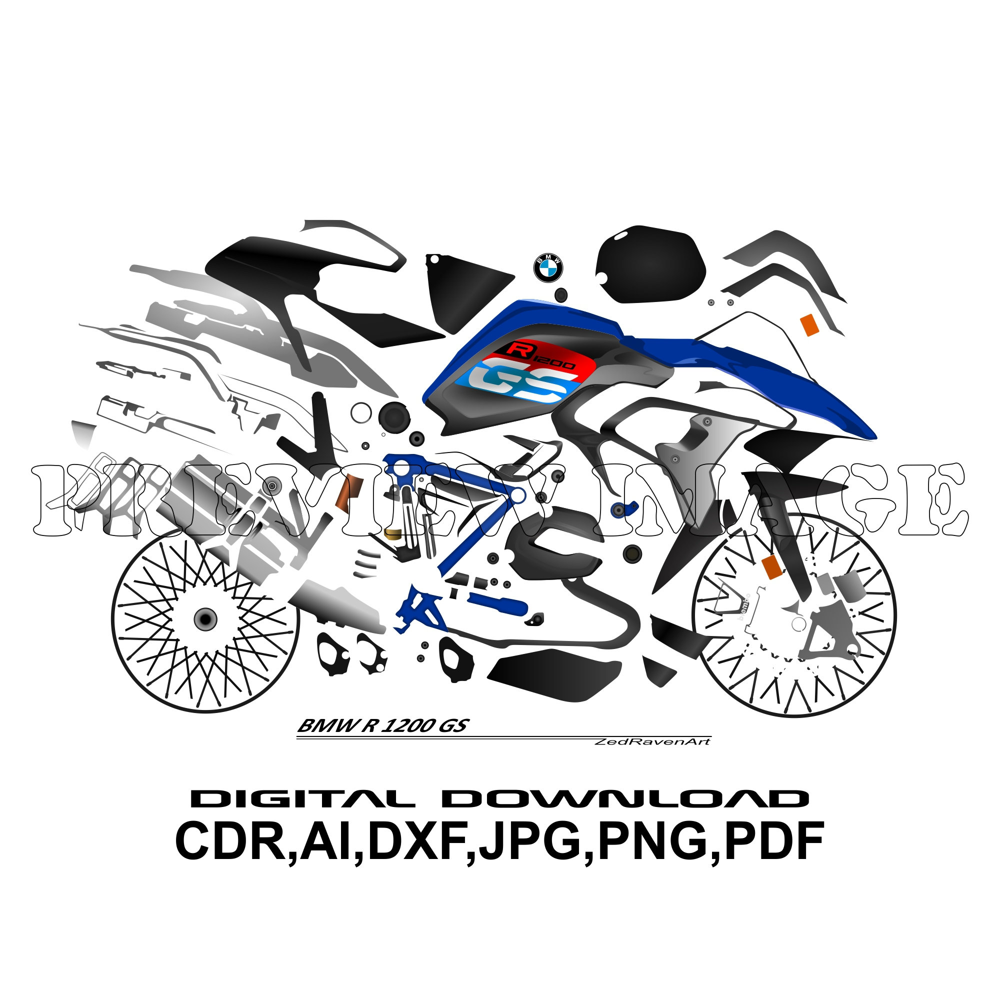 BMW R 1200 GS - Motorcycle Motorbike Vector Graphic Digital Artwork ...