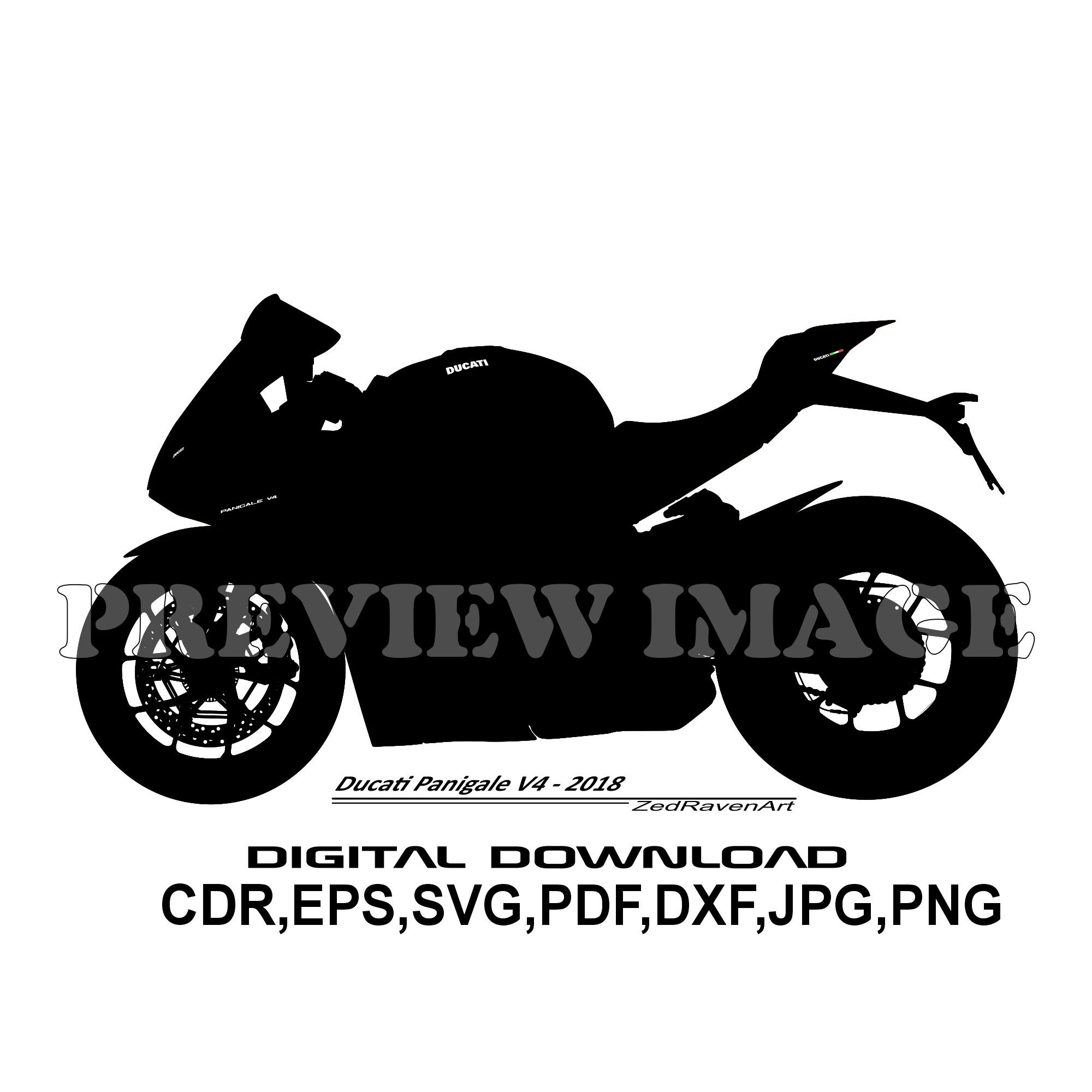 Ducati Panigale V4 2018 Motorcycle Motorbike Vector Graphic Digital ...