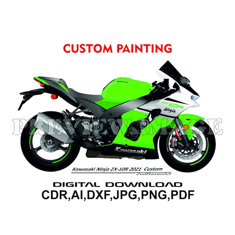 Kawasaki Ninja ZX-10R - 2021 Motorcycle Motorbike Vector Graphic ...
