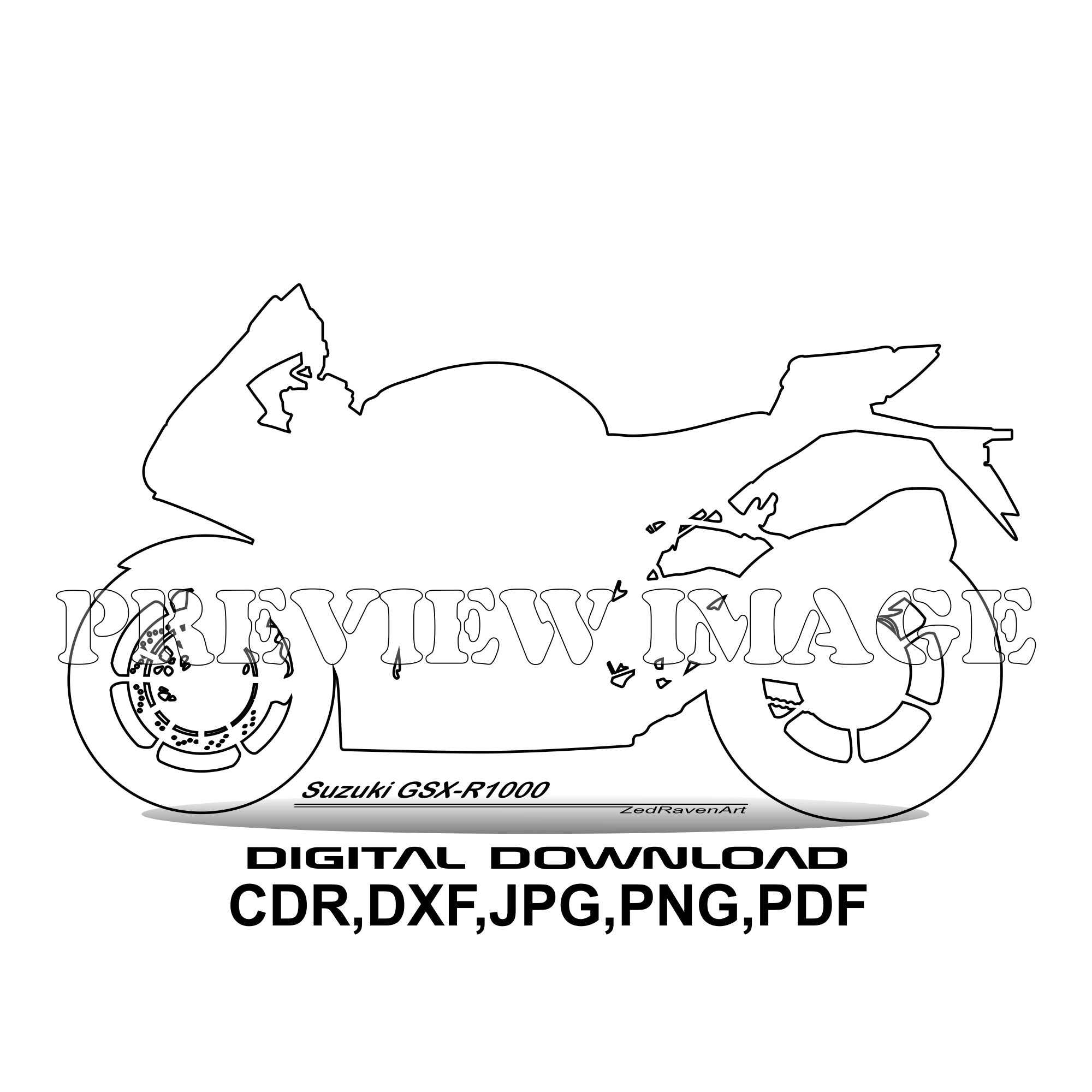 Suzuki GSX R1000 - Motorcycle Motorbike Vector Graphic Digital Artwork ...