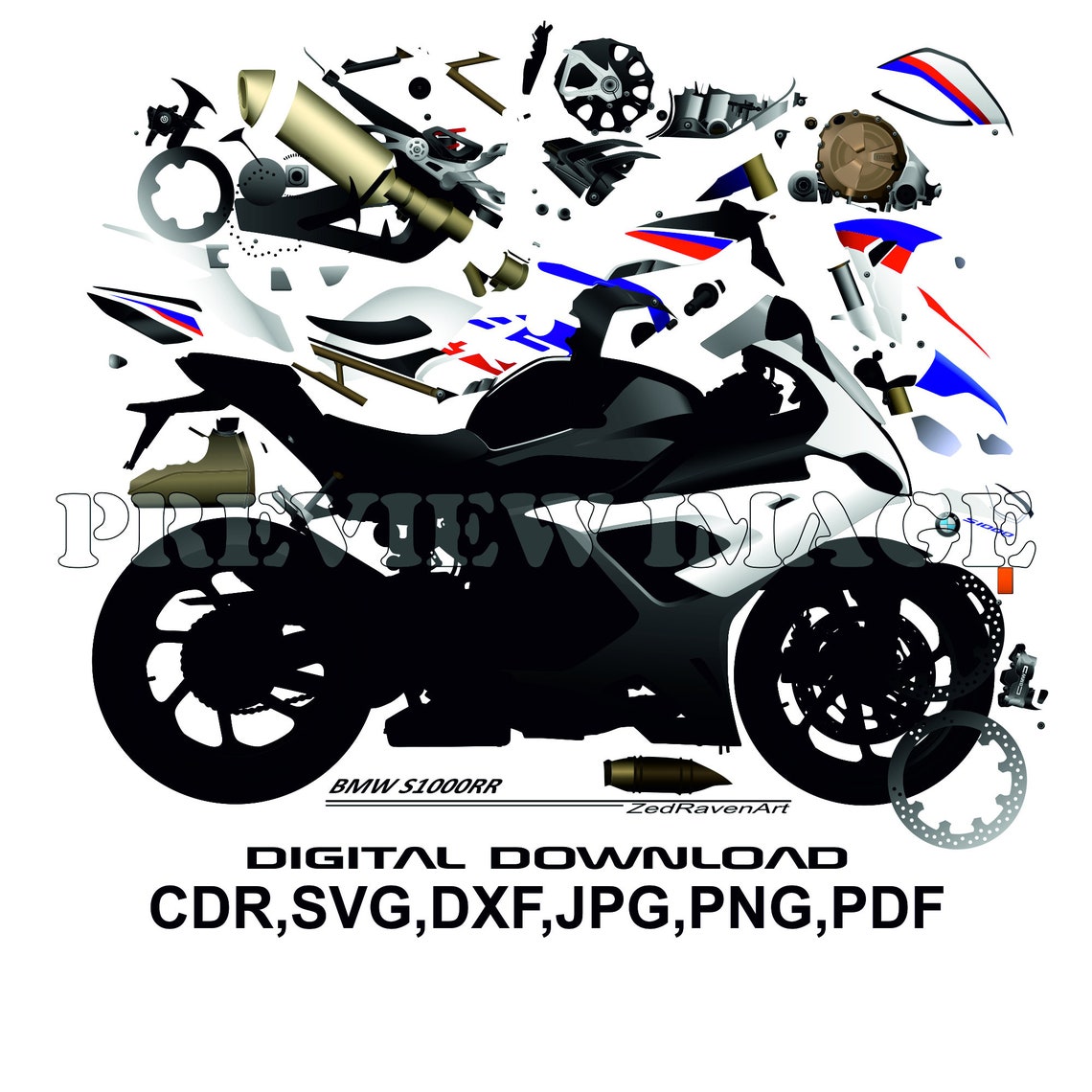 BMW S1000RR - Motorcycle Motorbike Vector Graphic Digital Artwork ...