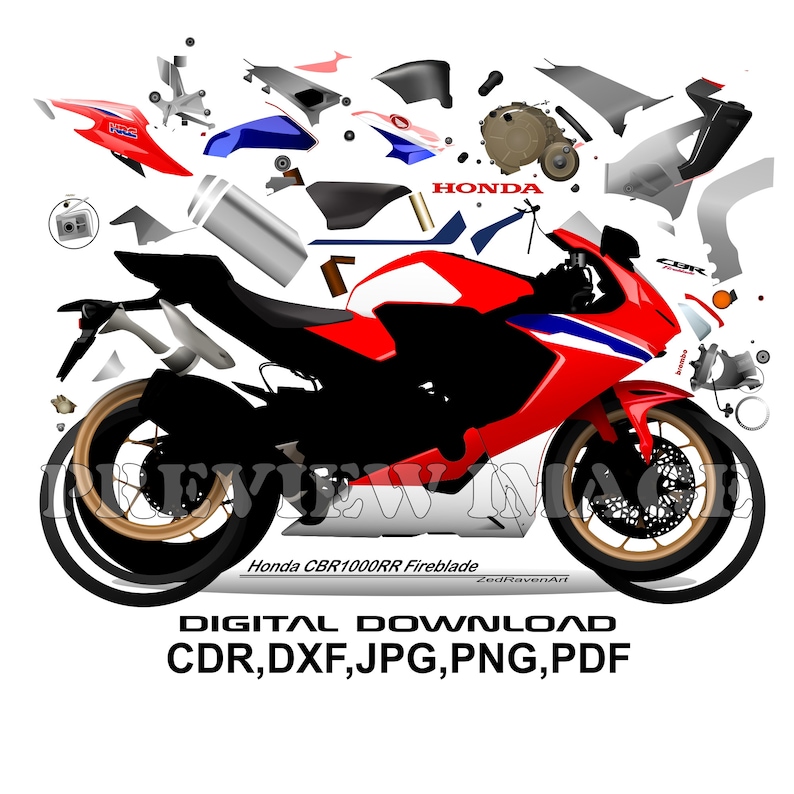 Honda CBR1000RR - Motorcycle Motorbike Vector Graphic Digital Artwork ...