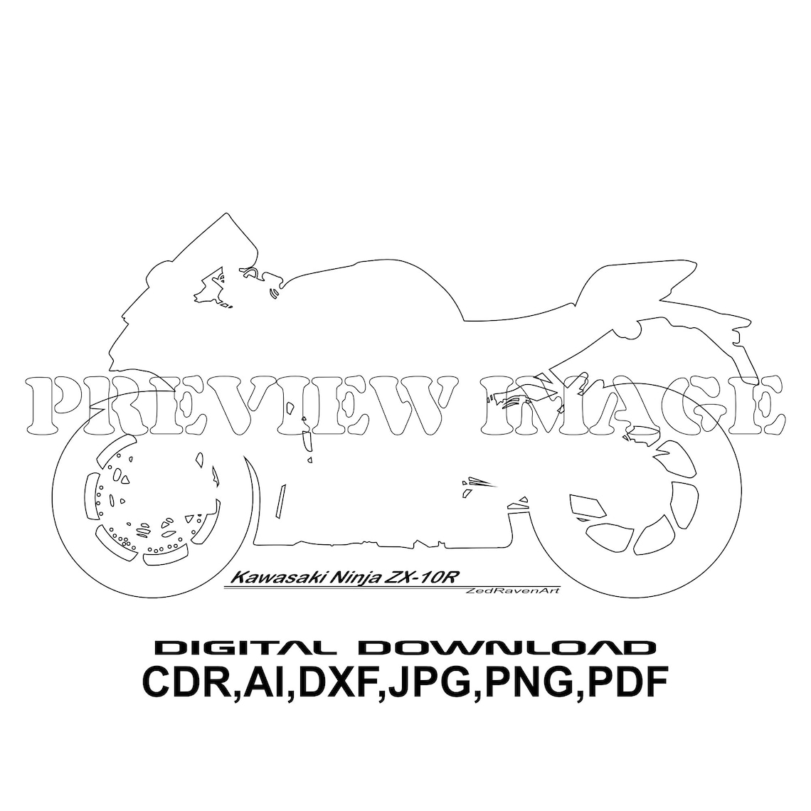 Kawasaki Ninja ZX 10R - Motorcycle Motorbike Vector Graphic Digital ...