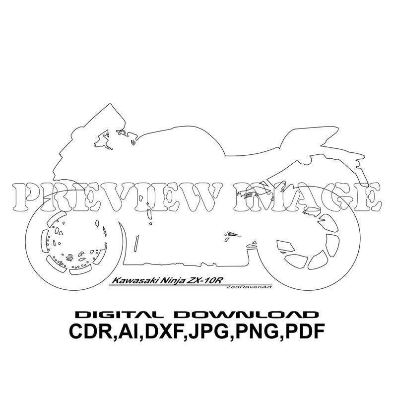 Kawasaki Ninja ZX 10R - Motorcycle Motorbike Vector Graphic Digital ...