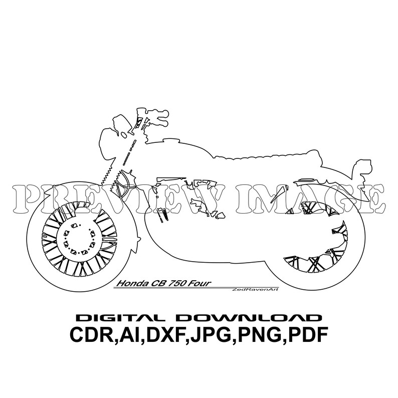 Honda CB 750 Four - Motorcycle Motorbike Vector Graphic Digital Artwork ...