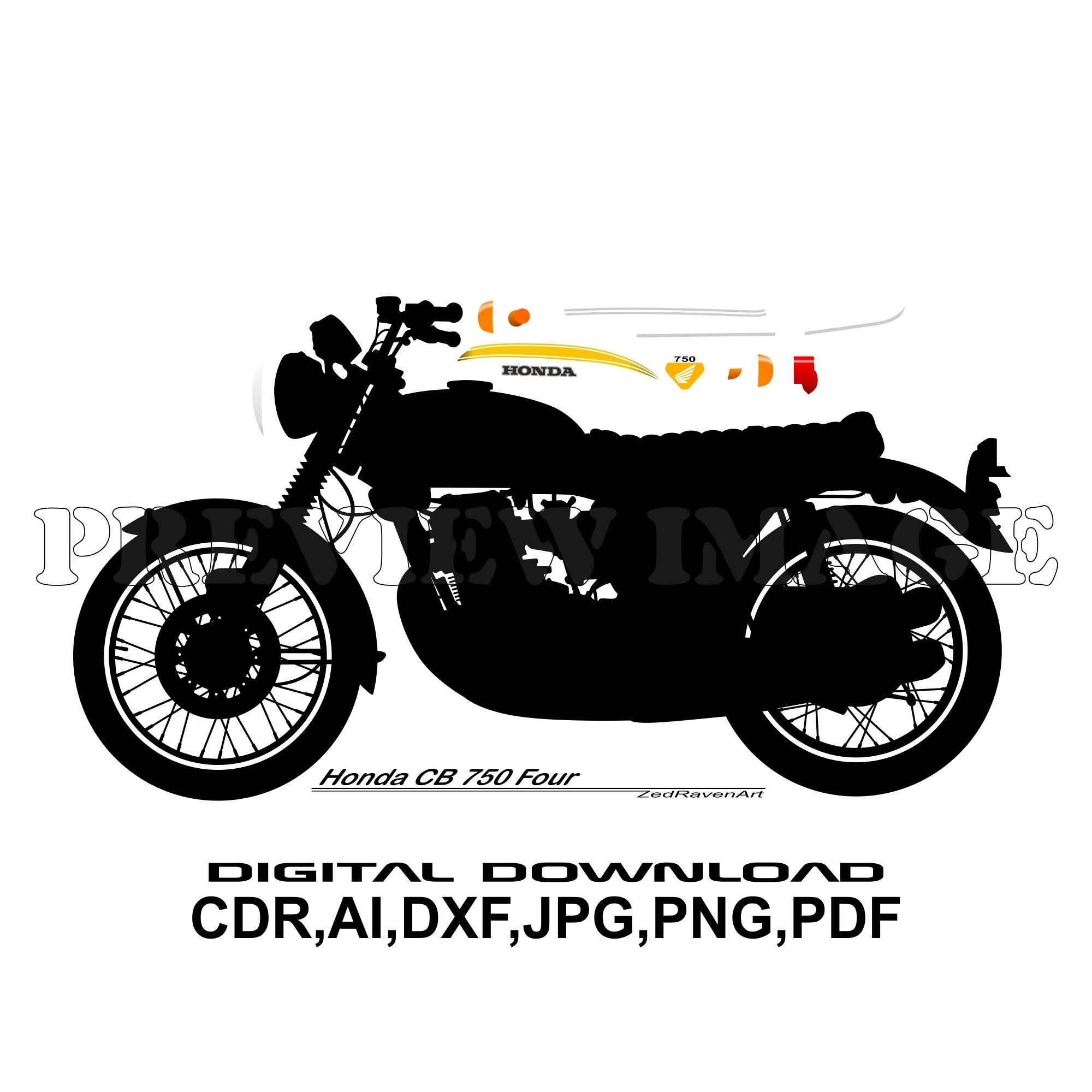 Honda CB 750 Four - Motorcycle Motorbike Vector Graphic Digital Artwork ...