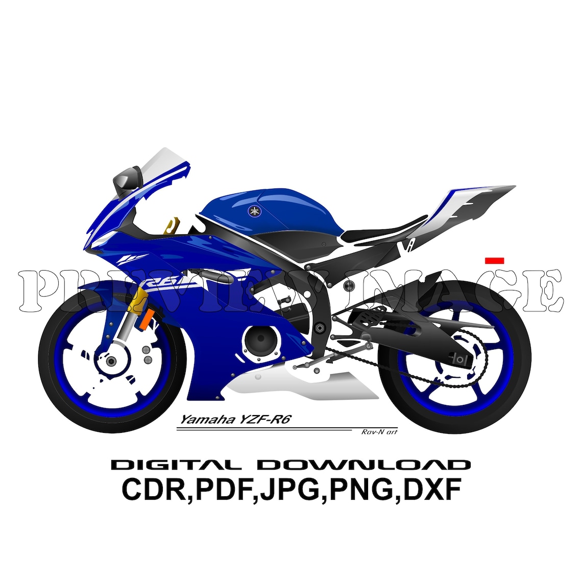 Yamaha YZF R6 - Motorcycle Motorbike Vector Graphic Digital Artwork ...