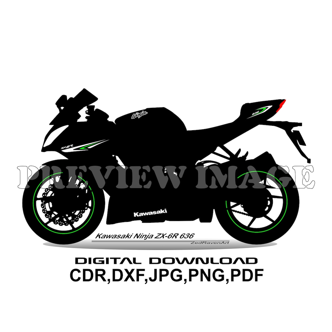 Kawasaki Ninja ZX 6R 636 - Motorcycle Motorbike Vector Graphic Digital ...