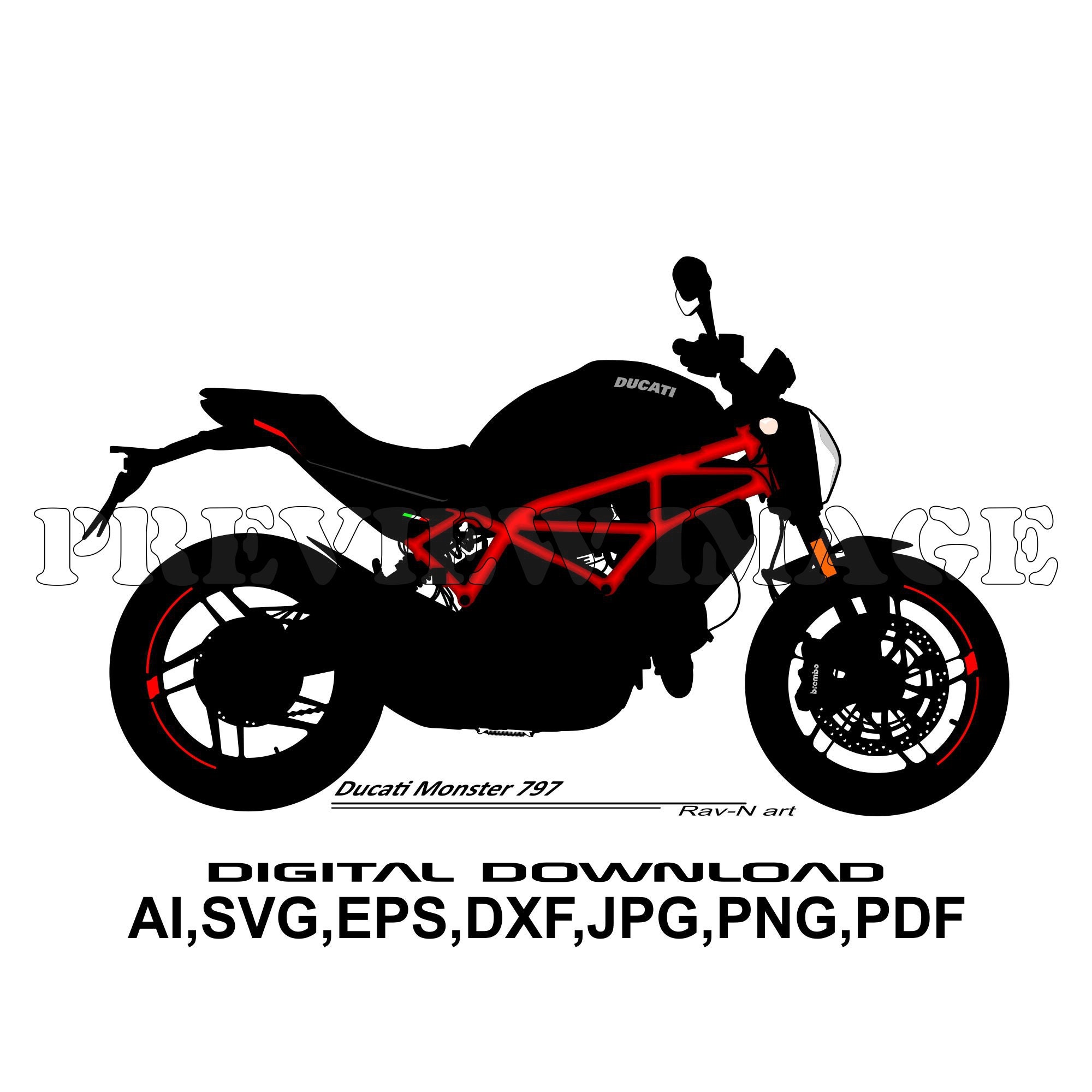 Ducati Monster 797 - Motorcycle Motorbike Vector Graphic Digital ...
