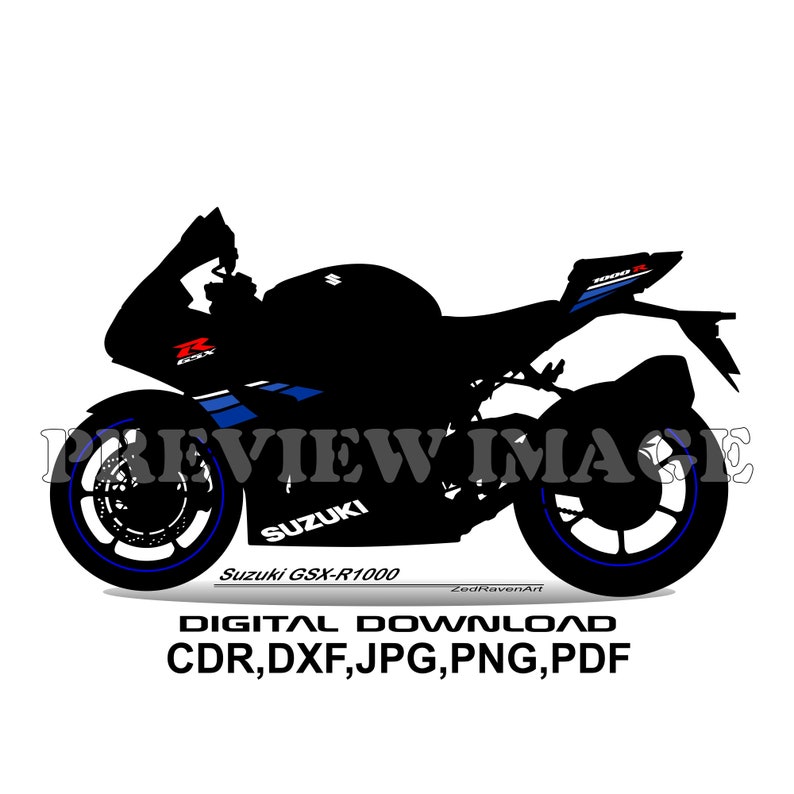 Suzuki GSX R1000 - Motorcycle Motorbike Vector Graphic Digital Artwork ...