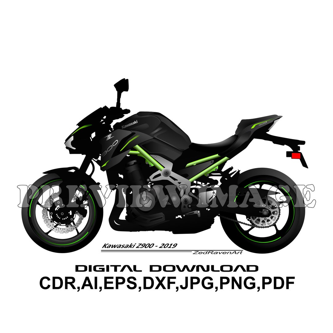 Kawasaki Z900 2019 Motorcycle Motorbike Vector Graphic Digital Artwork ...