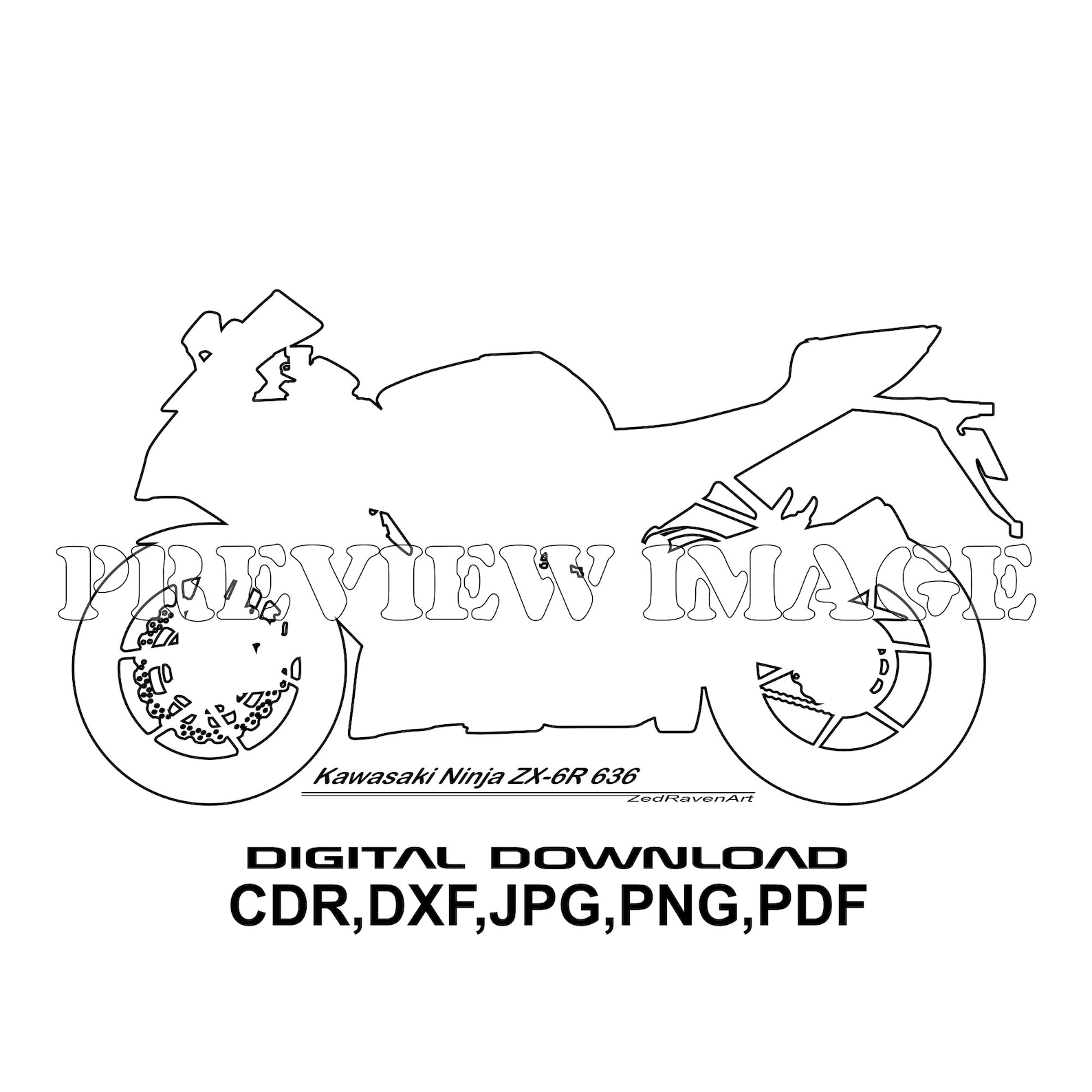 Kawasaki Ninja ZX 6R 636 - Motorcycle Motorbike Vector Graphic Digital ...