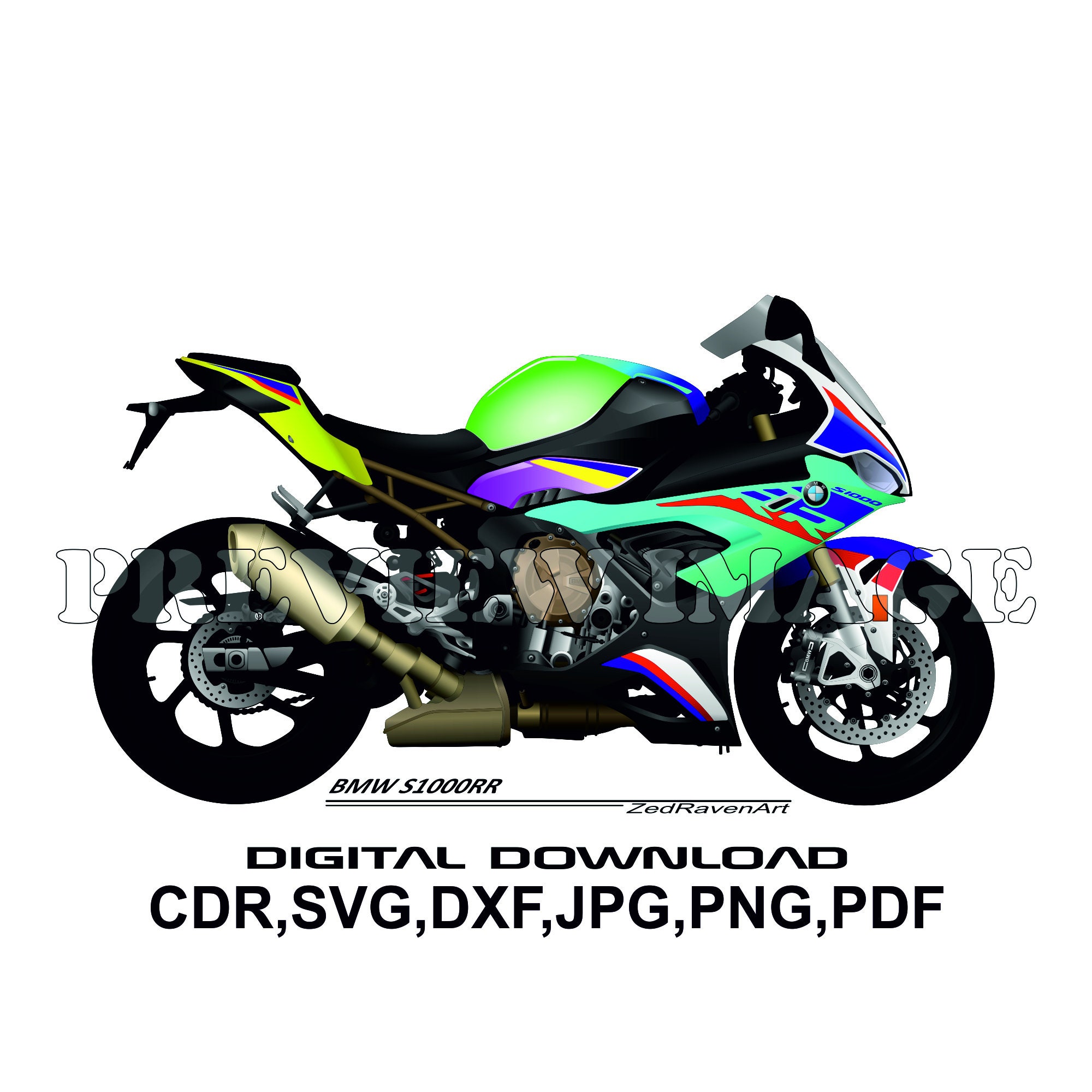 BMW S1000RR - Motorcycle Motorbike Vector Graphic Digital Artwork ...