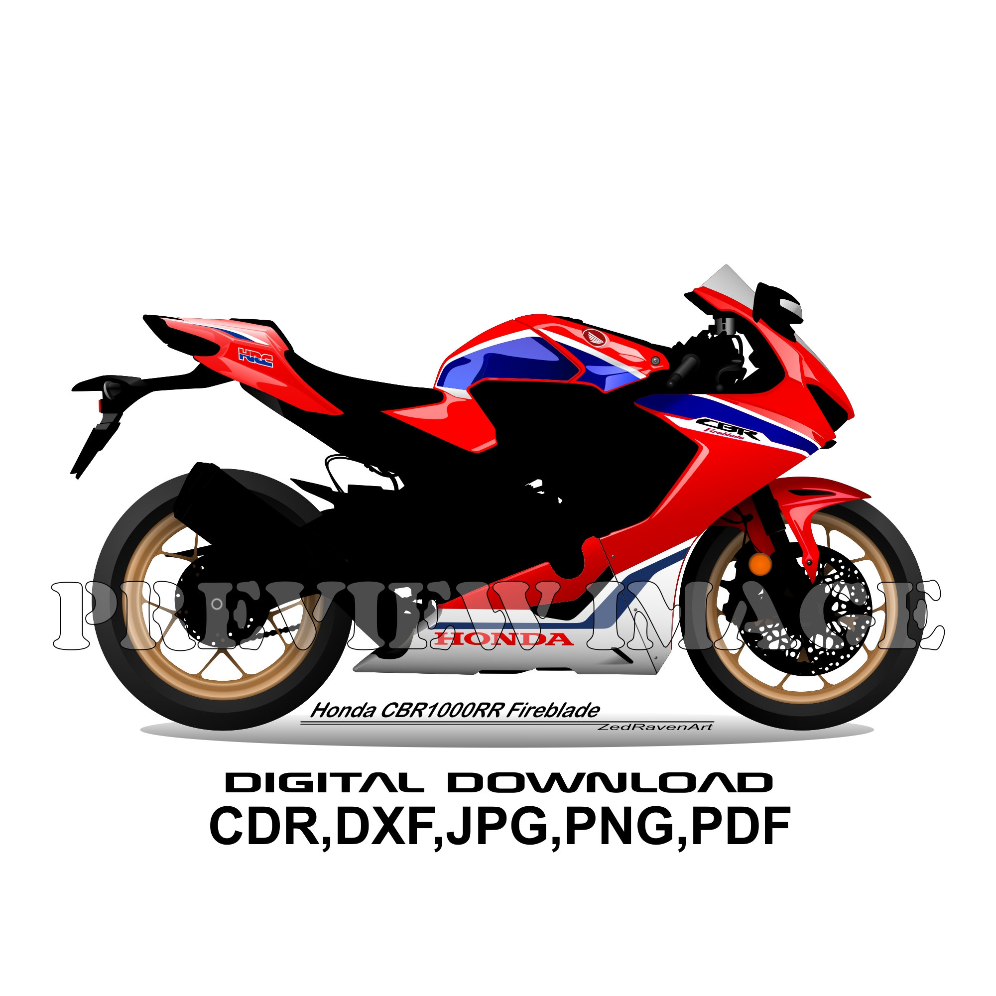 Honda CBR1000RR - Motorcycle Motorbike Vector Graphic Digital Artwork ...