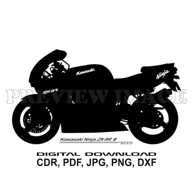 Kawasaki Ninja ZX 9R B - Motorcycle Motorbike Vector Graphic Digital ...