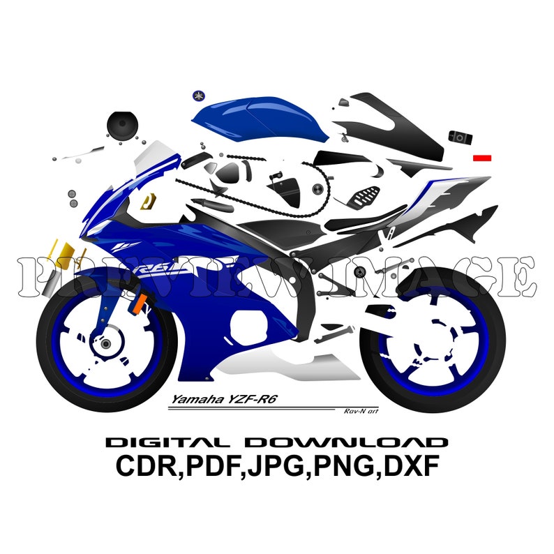 Yamaha YZF R6 - Motorcycle Motorbike Vector Graphic Digital Artwork ...