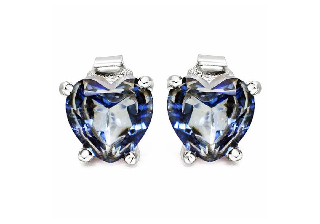 Violet Mystic Topaz Sterling Silver Earrings 925 1 4/5 Ct Heart Cut ...