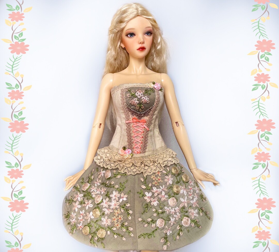 1/3 BJD Embroidered Dress, Female Fantasy Gown, Unique Outfit Clothes ...
