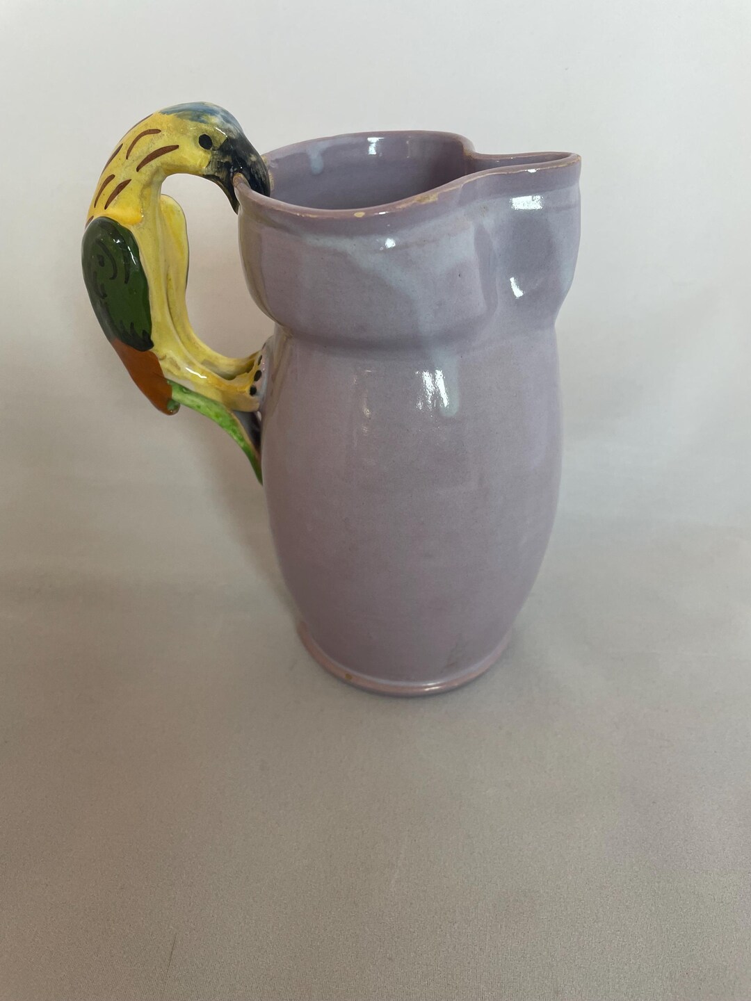 Handmade Vintage Italian Water Pitcher With Colorful Parrot Handle. - Etsy