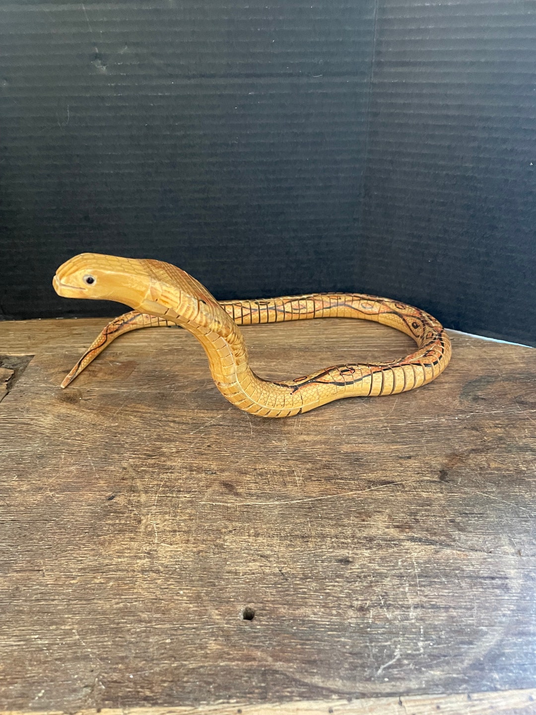 Vintage Wooden Articulated Cobra Snake Toy Flexible Wood - Etsy